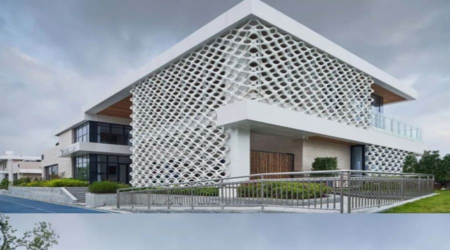 UHPC预制构件的3D遮阳立面挂板 UHPC建筑成为一种艺术文化